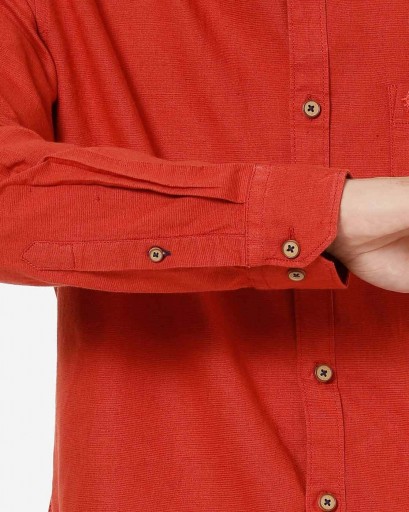 NETPLAY Orange Slim Fit Casual Shirt Full Sleeves|BDF Shopping